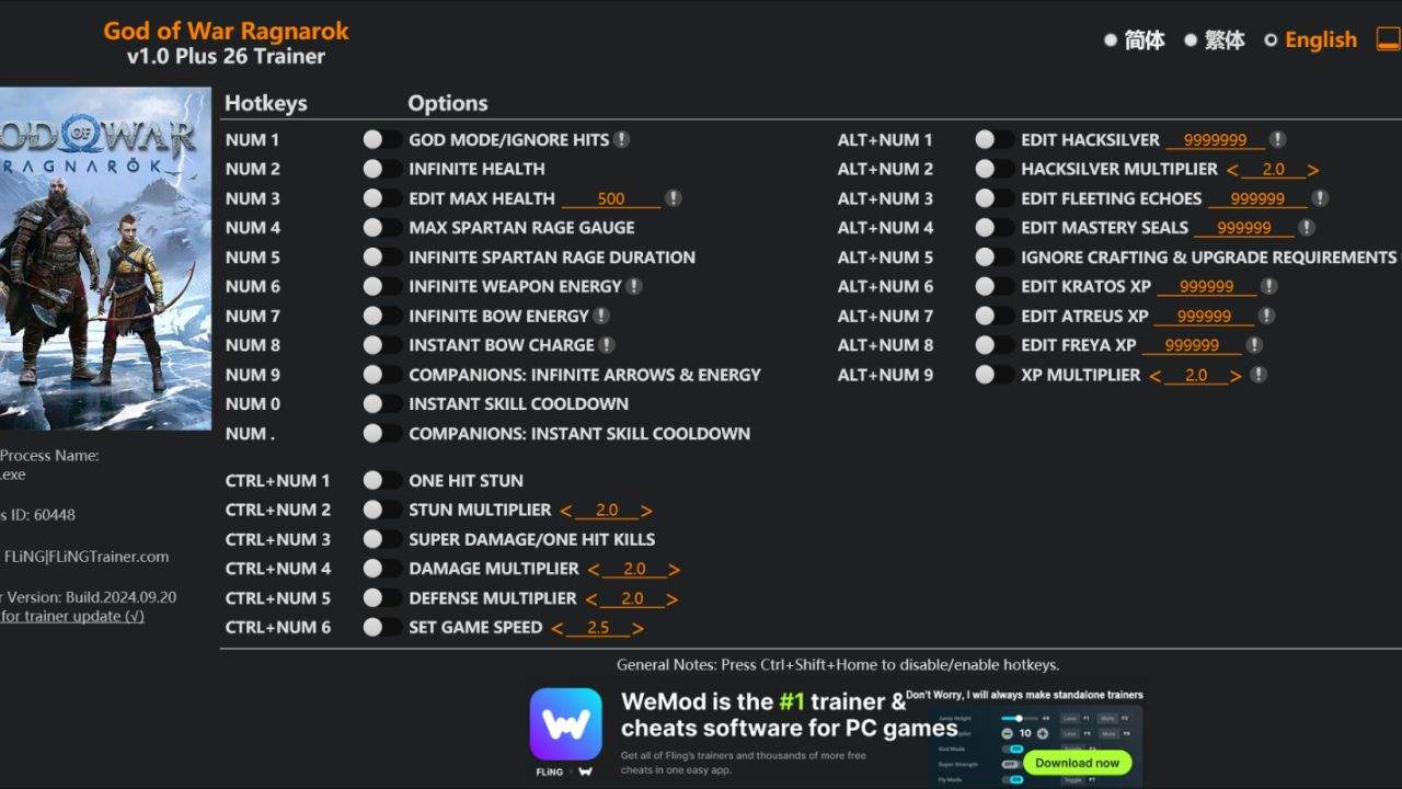 God of War Ragnarok: todos os cheats e trainers para PC